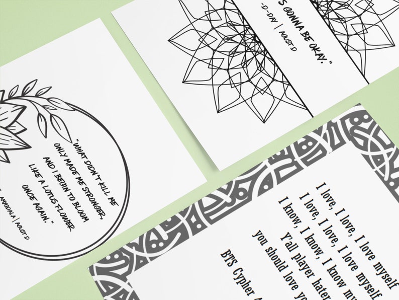 BTS Printable Quotes on Coloring Pages | Bangtan Coloring Pages | OT7 ...