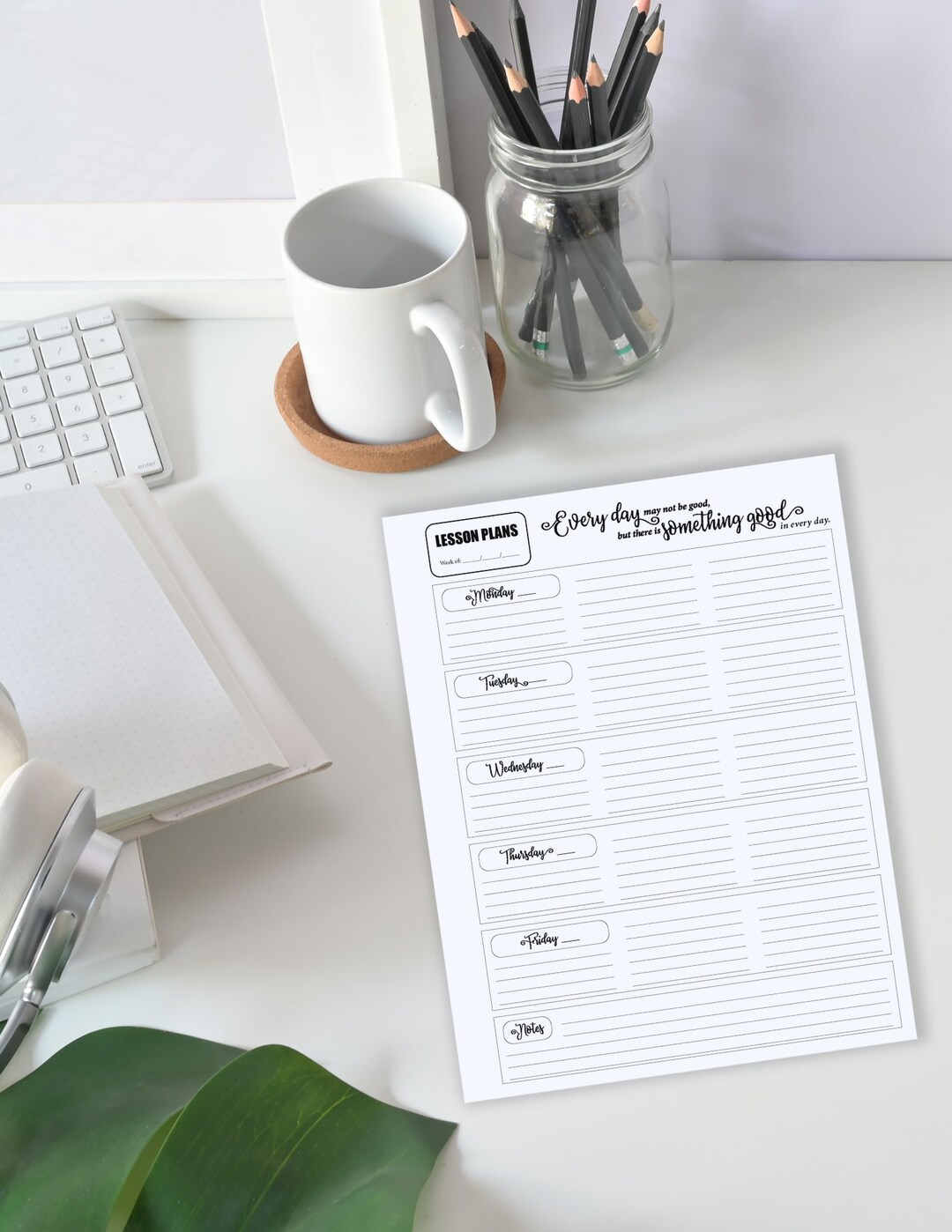 Lesson Planning Sheet, Printable, Instant Download, Week at a Glance ...