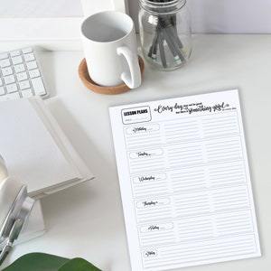 Lesson Planning Sheet, Printable, Instant Download, Week at a Glance ...