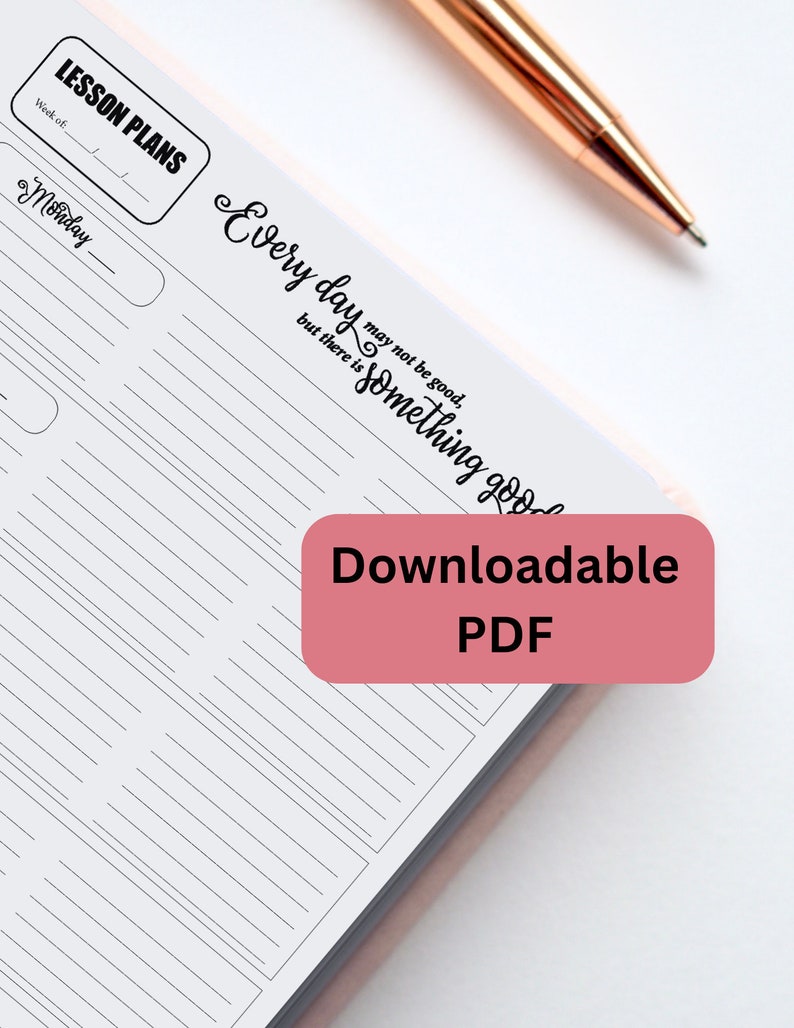 Lesson Planning Sheet, Printable, Instant Download, Week at a Glance ...