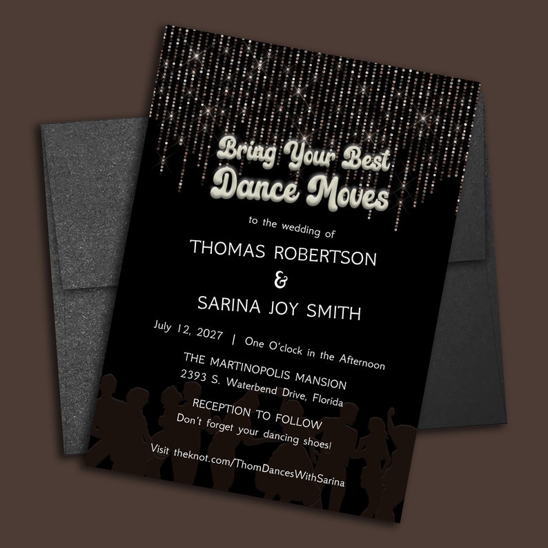 Wedding Invitation Card Template, Dance Moves, Editable in Canva, 5x7 ...
