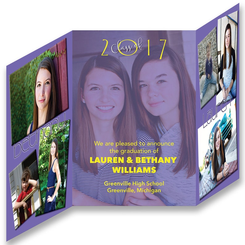 Twin Grad Card Invitation - Etsy
