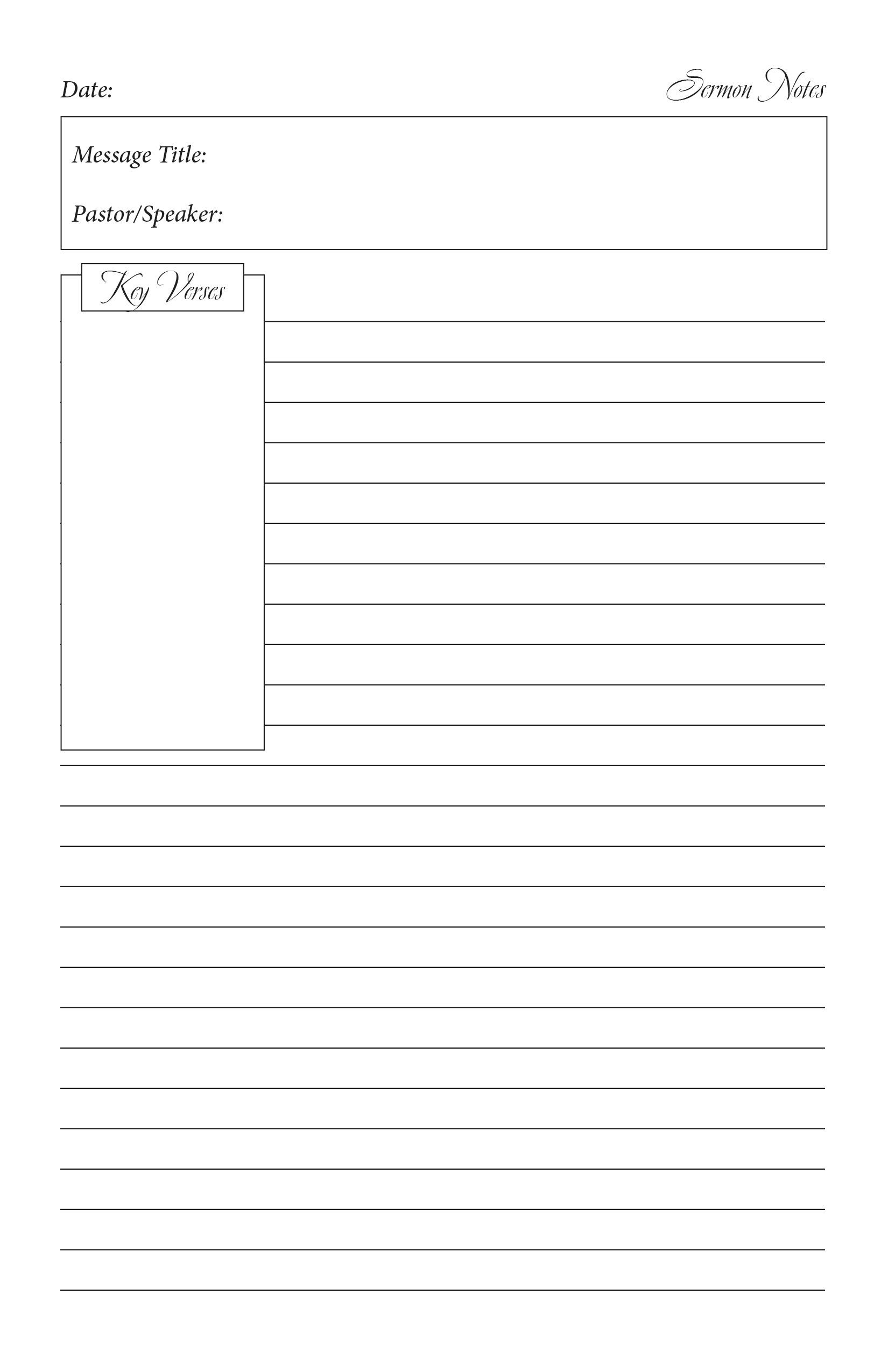 Sermon Notes Booklet Instant Download Simple Design Ready To Print