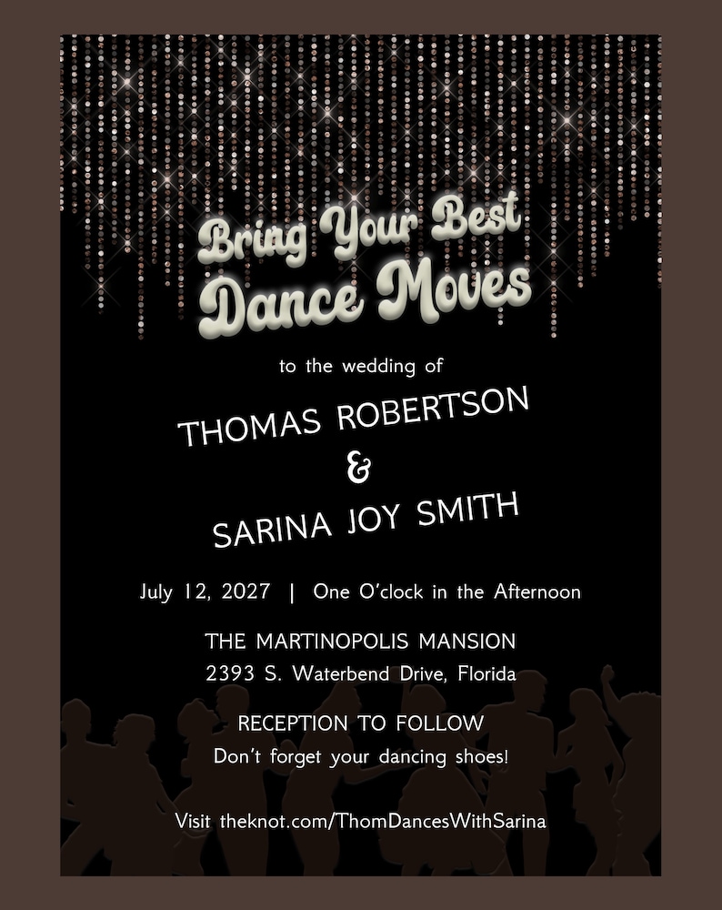 Wedding Invitation Card Template, Dance Moves, Editable in Canva, 5x7 ...