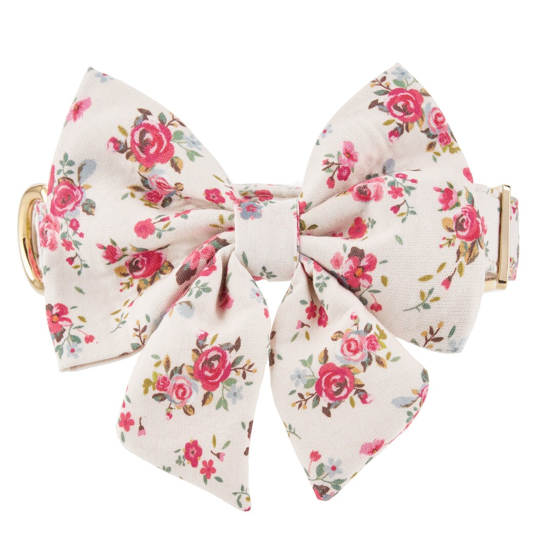 Floral Pattern Rose Dog Lady Bow or Cat Lady Bow, Cute Ladybow With ...