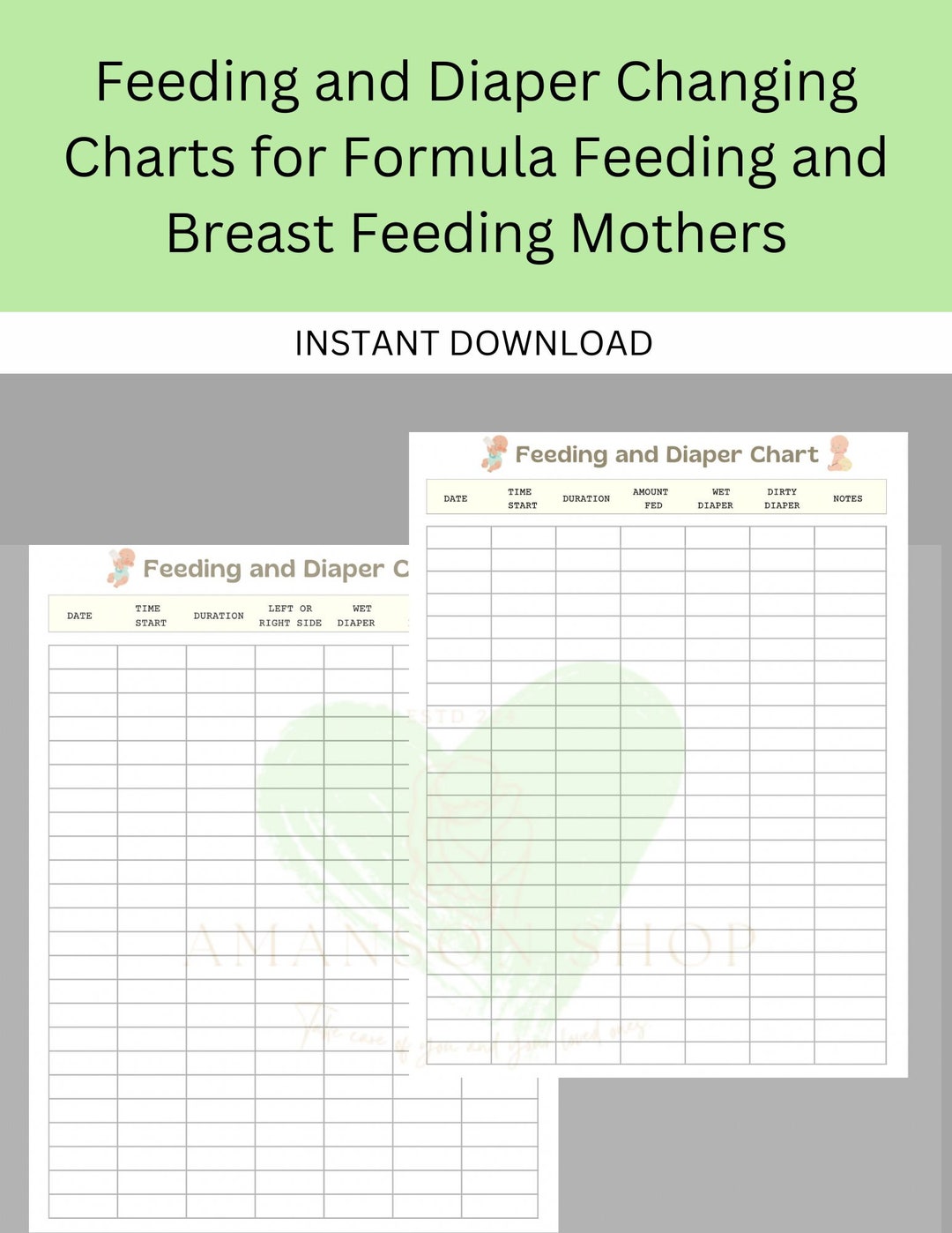 Simple Feeding and Diaper Chart Printable - Etsy UK