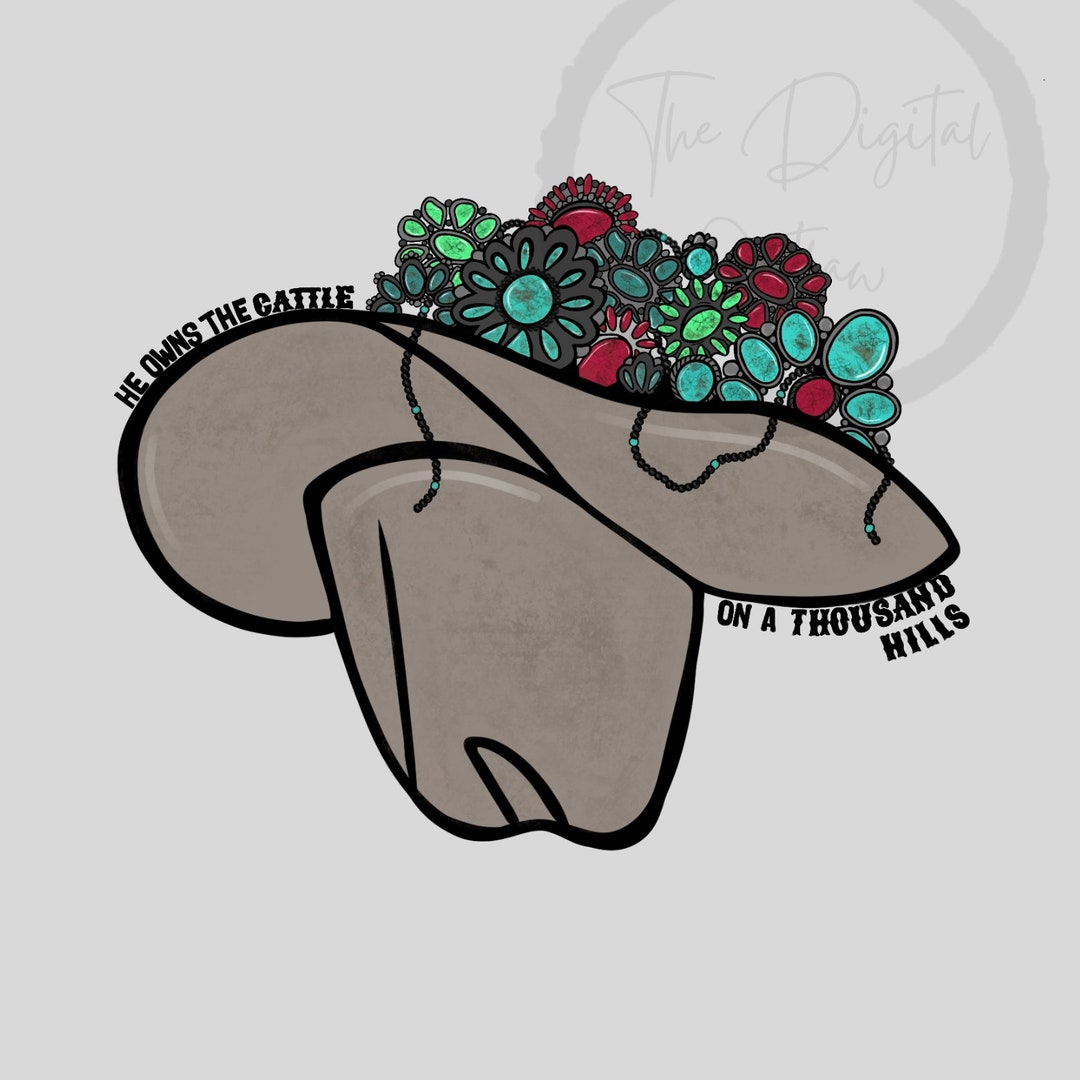 Turquoise Filled Cowboy Hat Digital Design's - Etsy