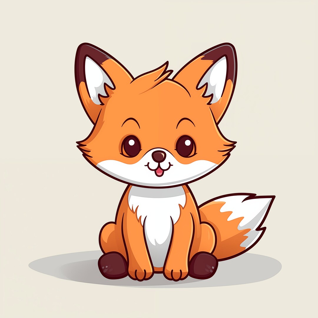 Fluffy Baby Fox Sticker roughly 2 1/2 Inches by 2 1/2 Inches - Etsy