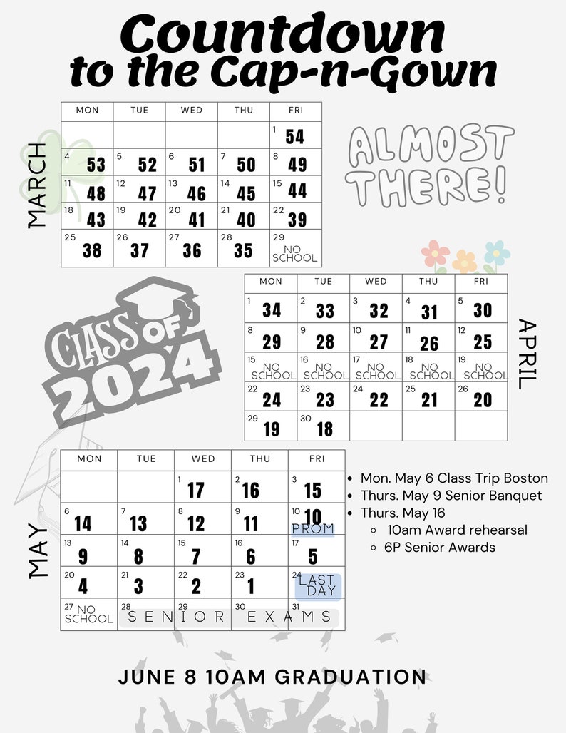 Senior Year Countdown Feb-june 2024 - Etsy