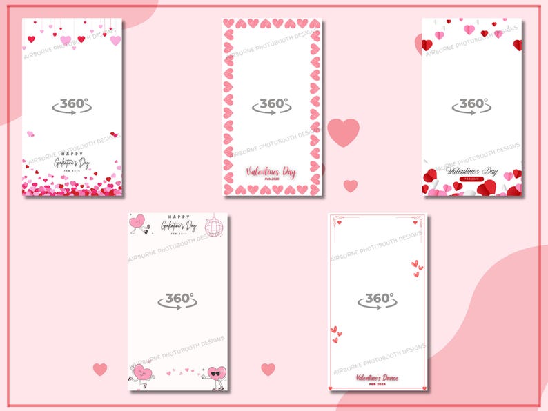 5 Pack Valentines Day Theme 360 Photo Booth Overlay for Lumabooth ...