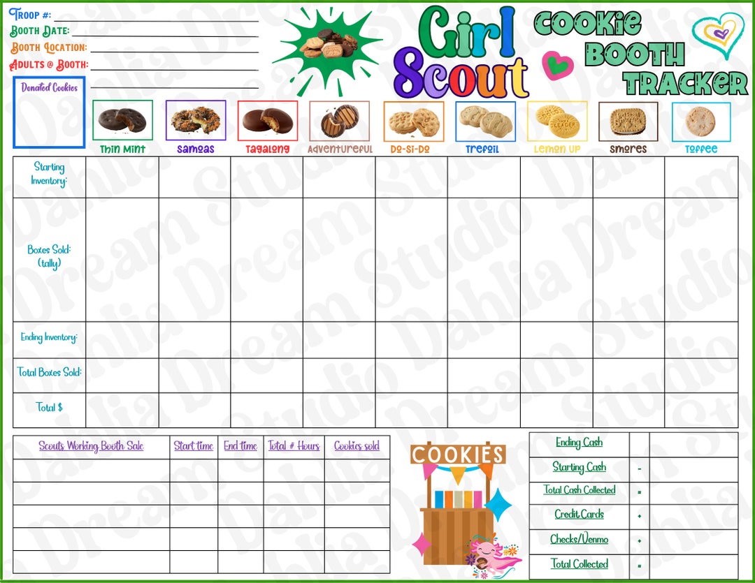 Girl Scout Cookie Booth Tally Sheet LBB - Etsy