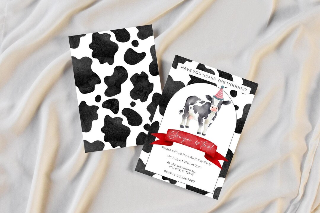 Have You Heard the Moos Birthday Invitation, Holy Cow I'm One Editable ...