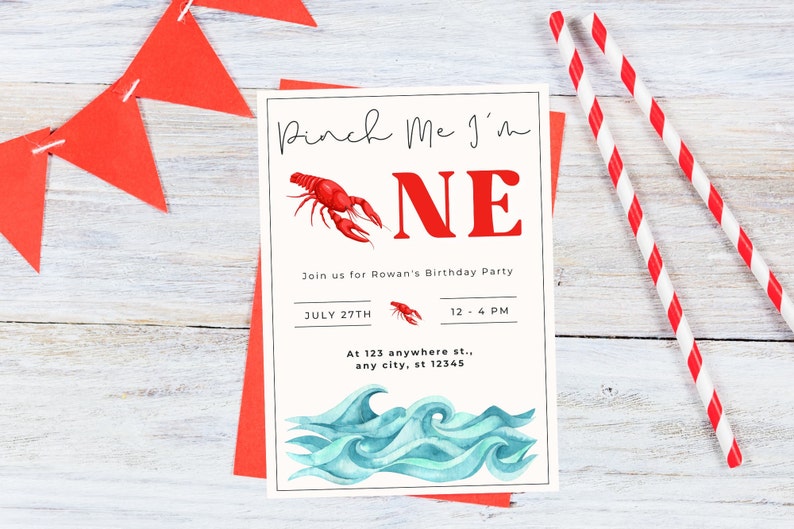 Pinch Me I'm One Birthday Invitation, Crawfish Boil, My First Birthday ...