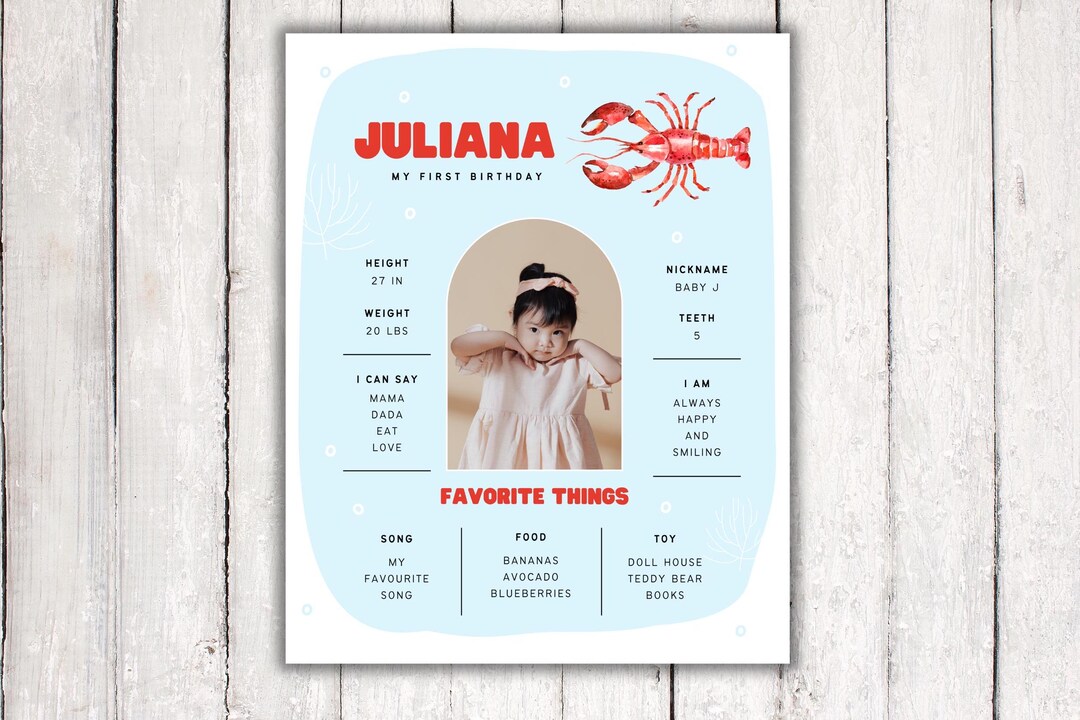 Pinch Me I'm One Milestone Sign, Crawfish One Year Progress, Baby First ...