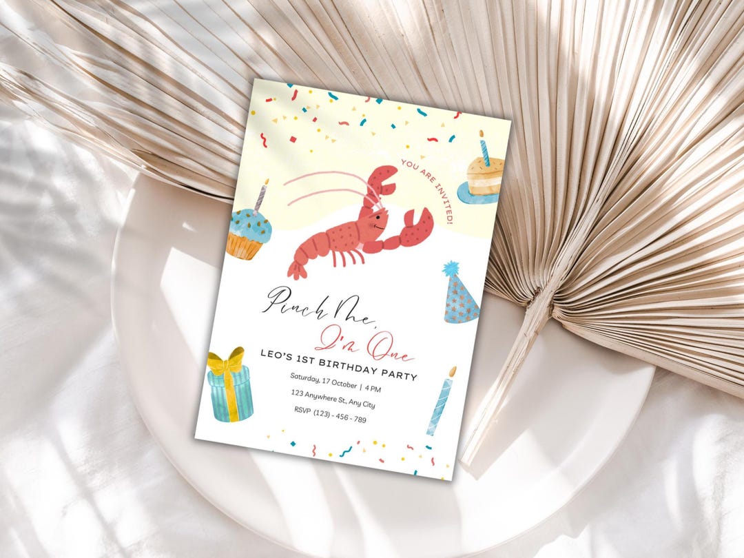 Pinch Me I'm One Birthday Invitation, Ofishally One Birthday Theme ...