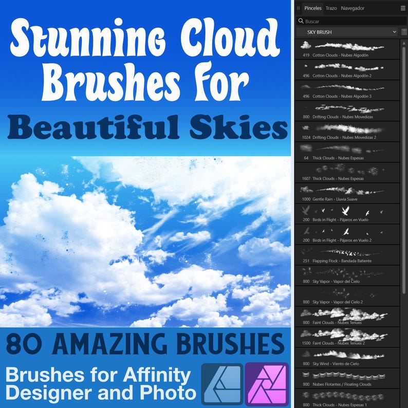 Cloud Brushes for Affinity | Realistic Sky Stamps (digital Download) - Etsy