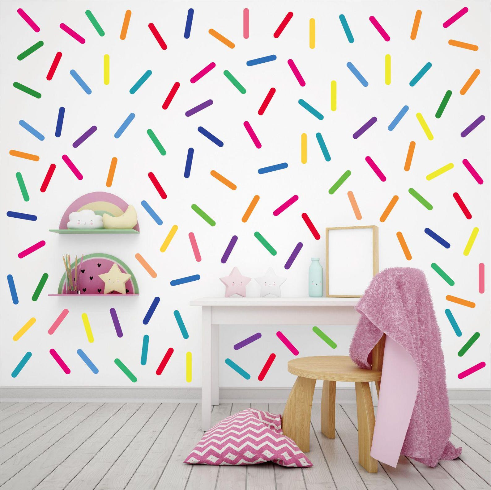 Colorful Rainbow Stripe Wall Decals, Removable Nursery Decor - Etsy