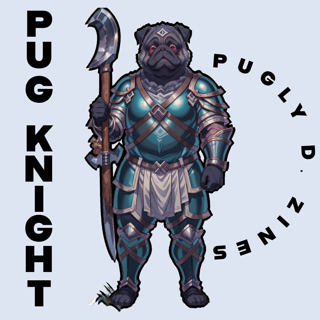 Pug Knight Fantasy RPG Sticker Pug Cosplaying as Knight - Etsy