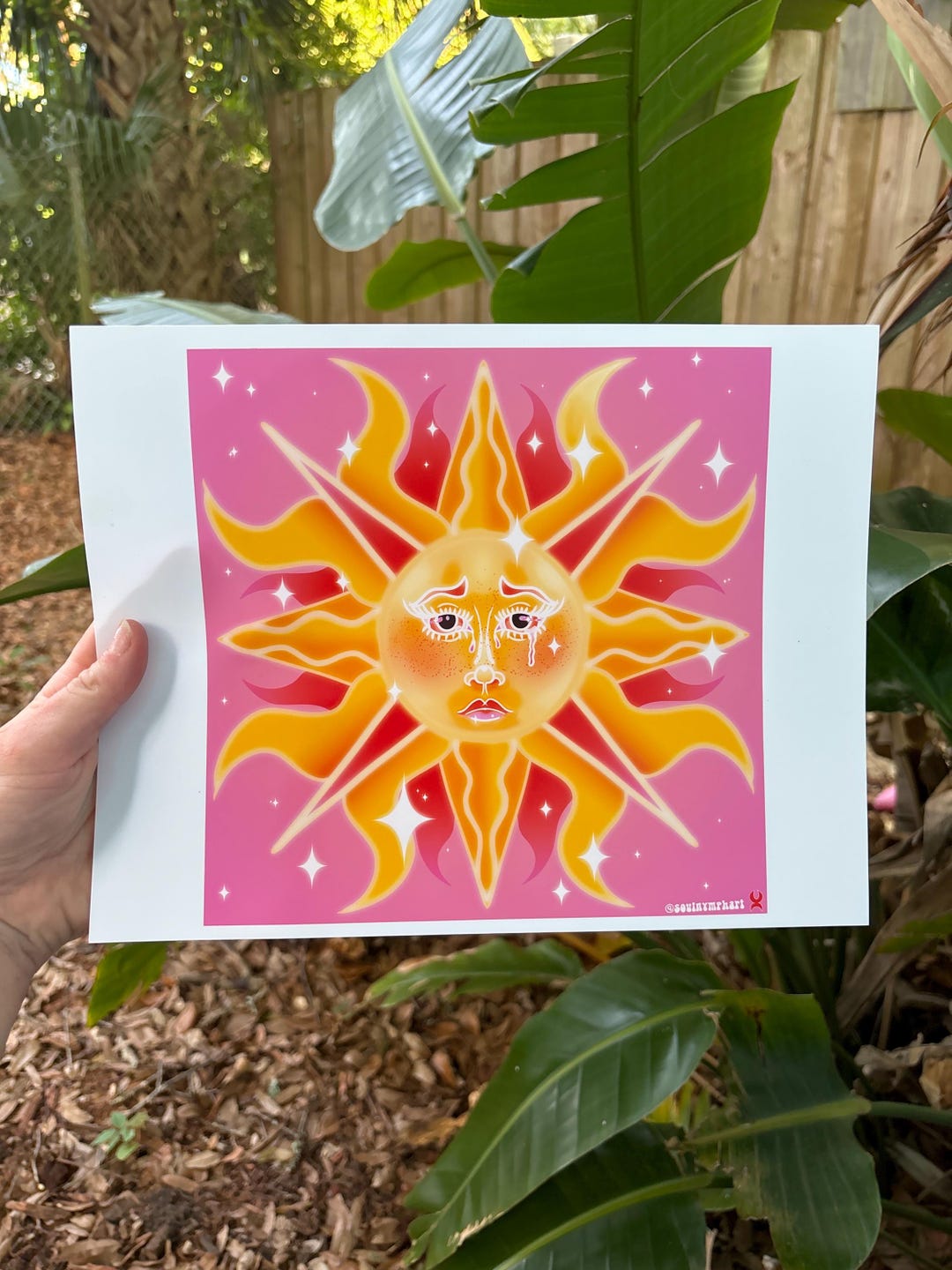 The Crying Sun Digital Art Print of Pink Orange and Yellow Sun - Etsy