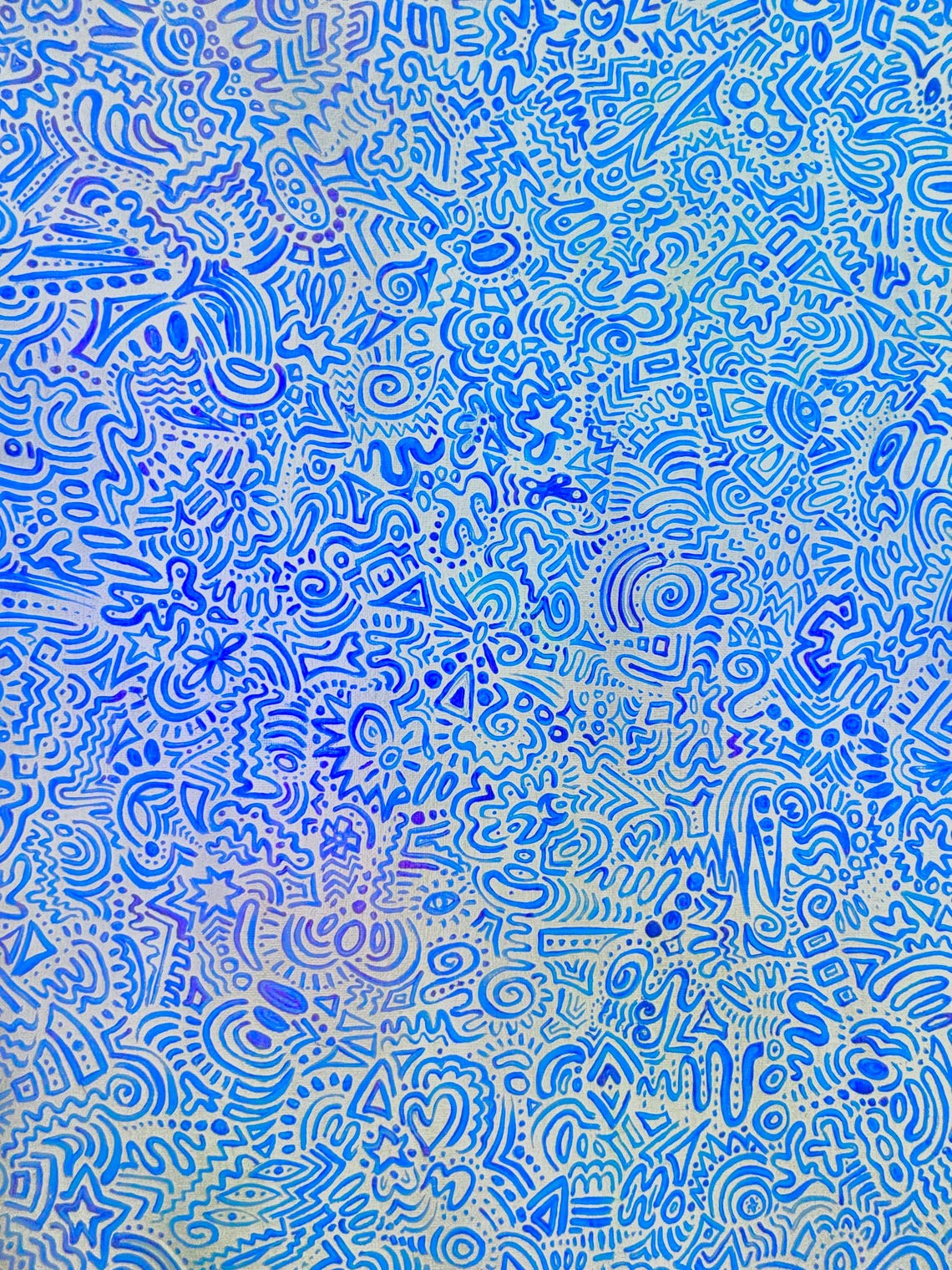 Cobalt Blue Psychedelic Squiggles Trippy Art Print - Etsy