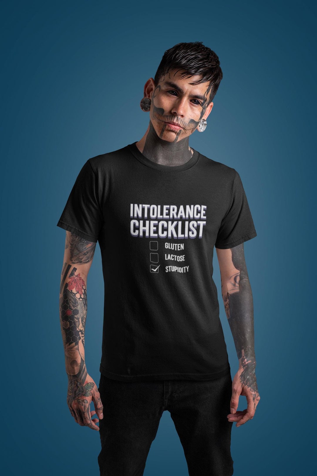Stupidity Intolerance Checklist T-shirt: Funny Sarcastic Unisex Tee - Etsy
