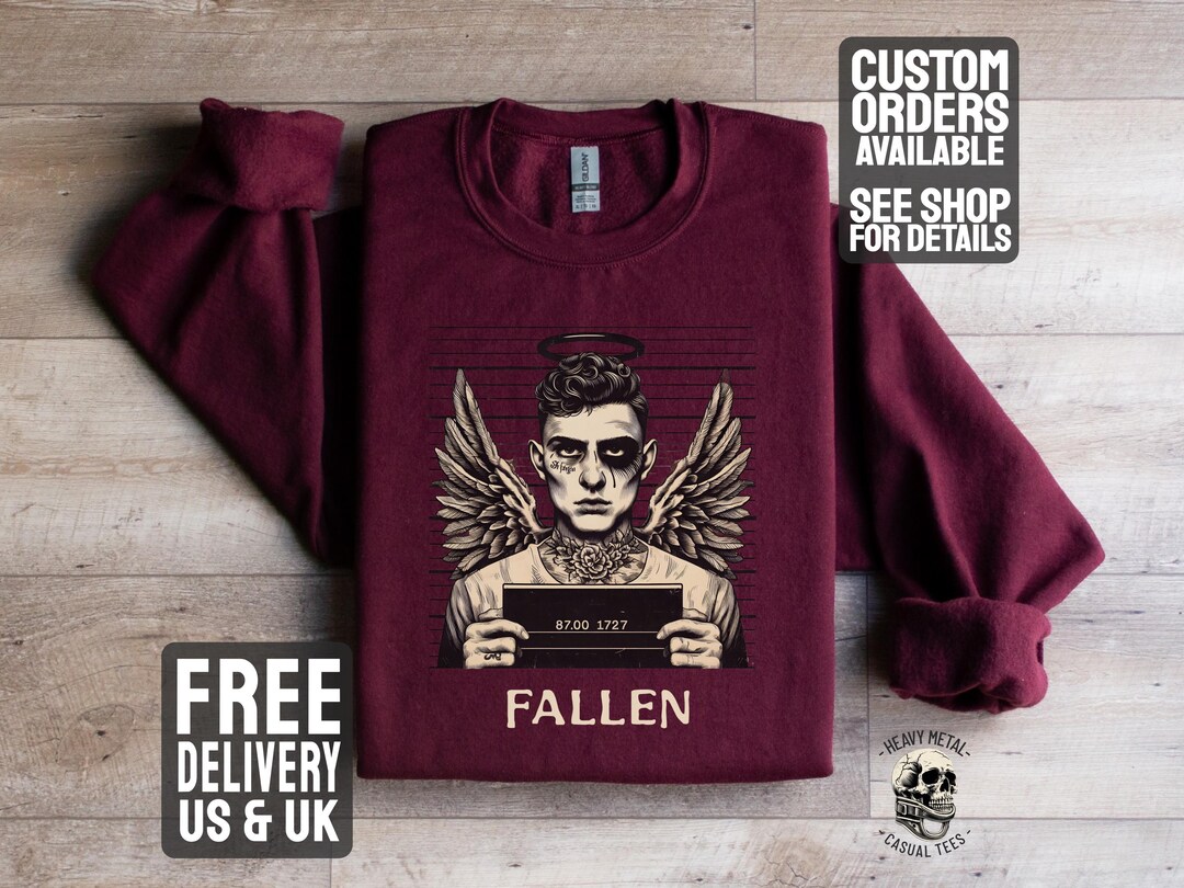 Christmas Fallen Angel Mugshot Sweatshirt: Gothic Metalhead Holiday Top ...