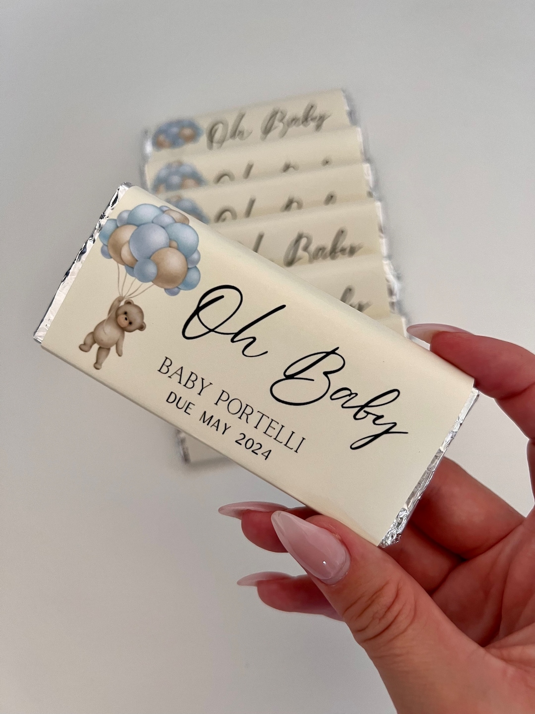 Personalised Chocolate Baby Shower Chocolates Oh Baby Baby Shower Bears ...