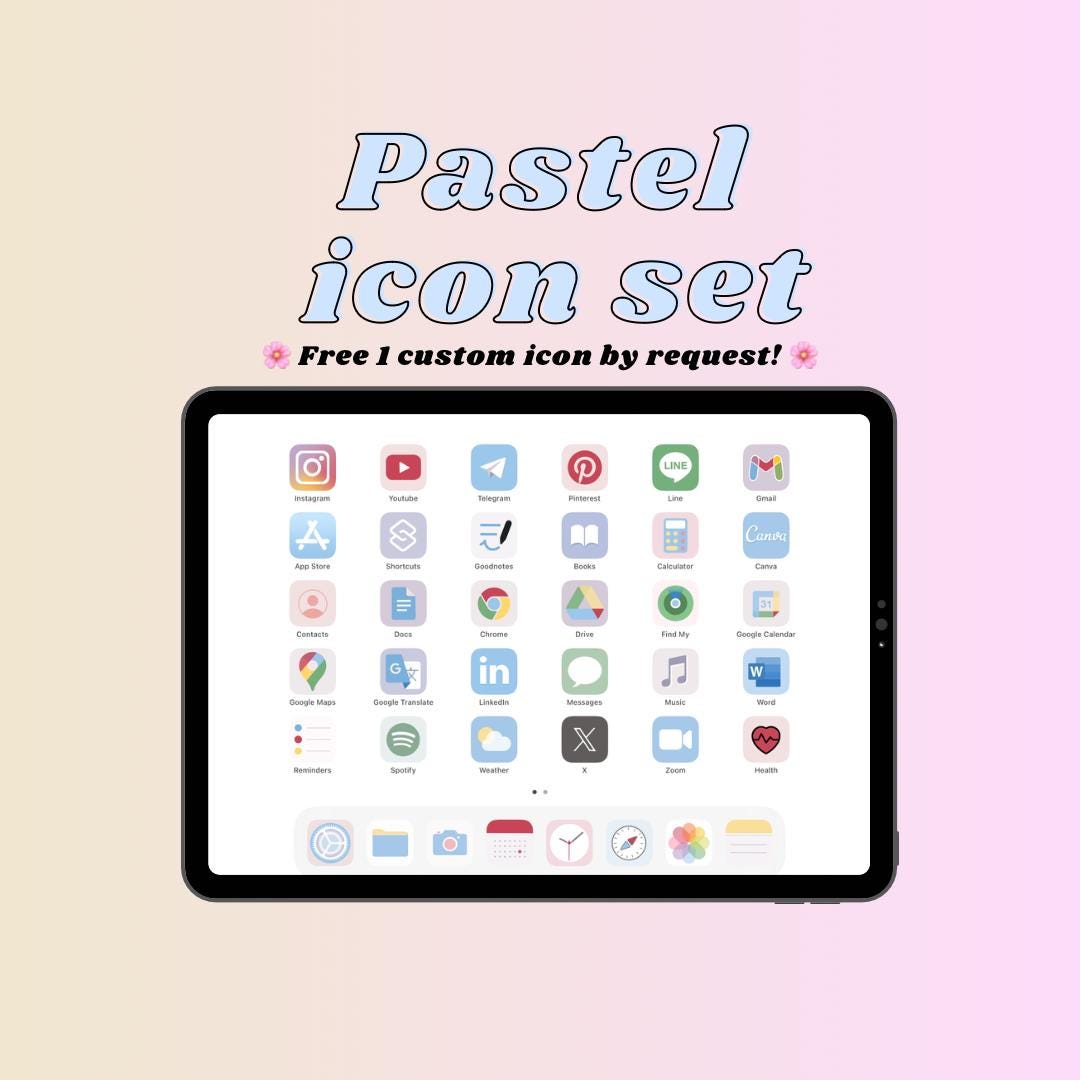 100 Soft Pastel Icon Set 1 Free Custom Icon Simple Aesthetic Icon App ...