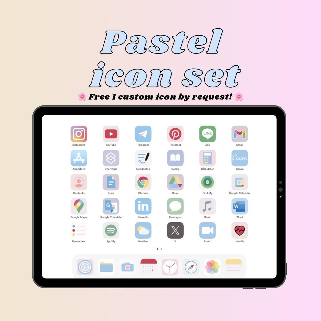 150 Soft Pastel Icon Set | + 1 Free Custom Icon | Simple Aesthetic Apps ...