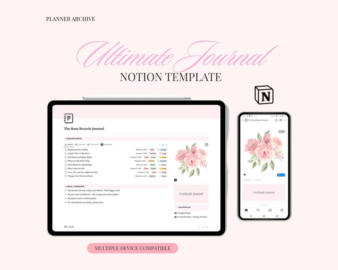 The Ultimate Notion Journal, Notion Template, Notion Planner, Notion ...