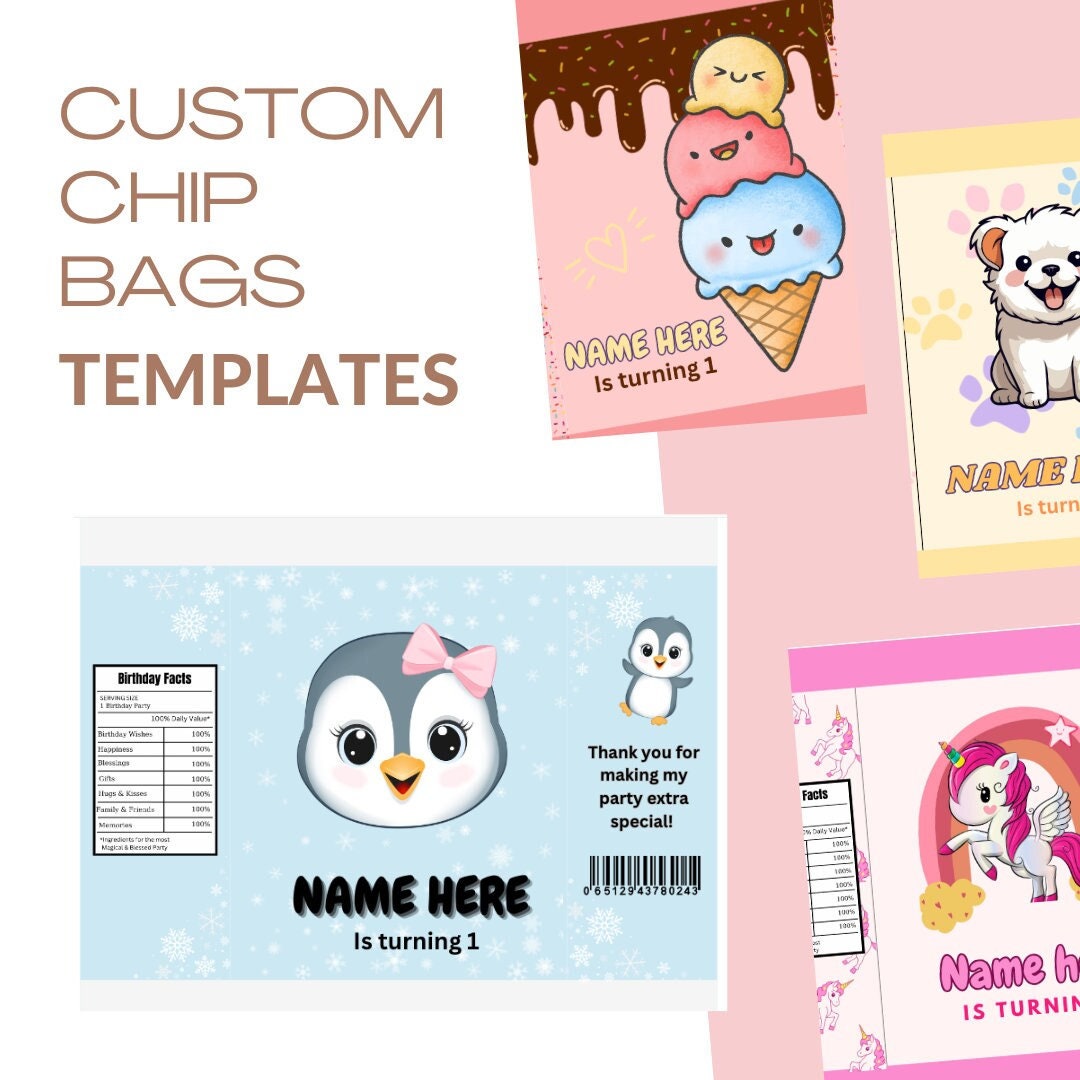 Birthday Chip Bags Template - Etsy