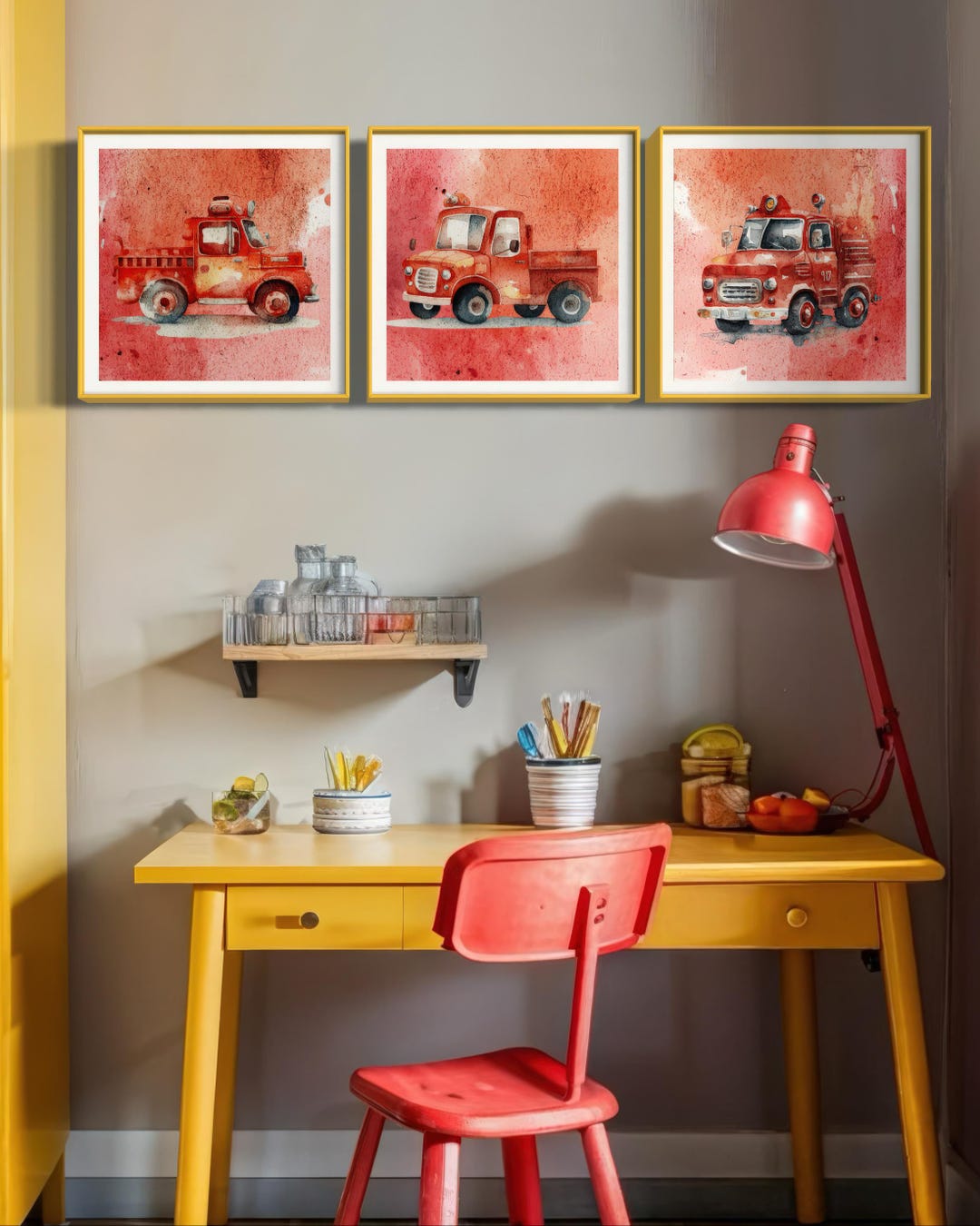 Fireman Nursery Printables - Red Firetruck Toddler Bedroom Print ...