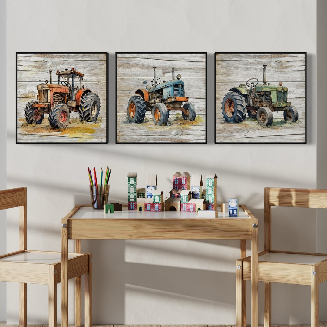 Tractor Prints for Boy Nursery - Three Piece Wall Art - Tractor ...