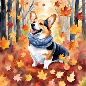 Corgi Autumn Digital Download, Cute Corgi Artwork, Corgi Lover, Fall ...
