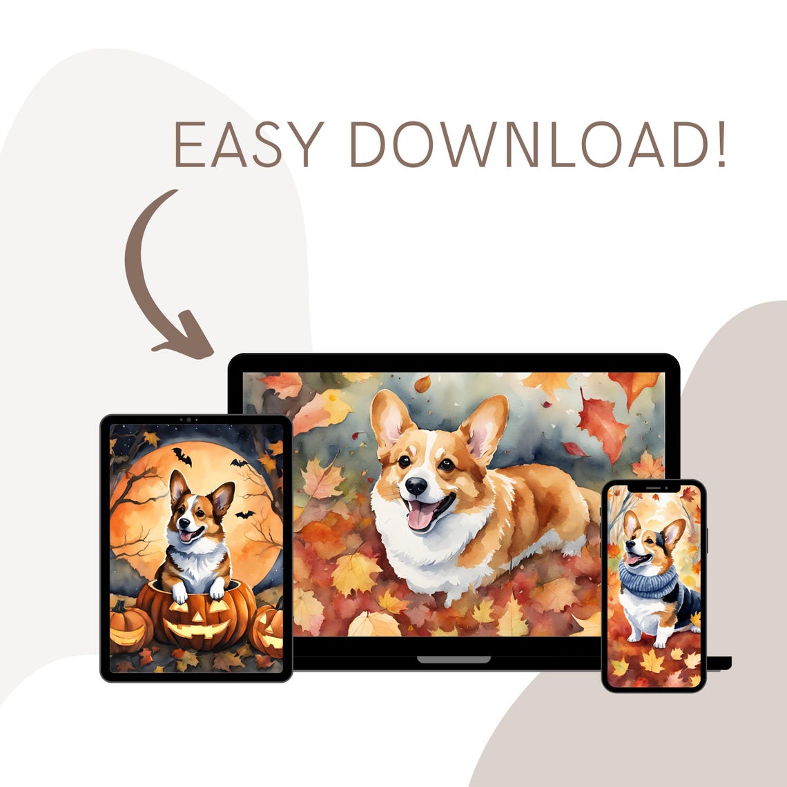 Corgi Autumn Digital Download, Cute Corgi Artwork, Corgi Lover, Fall ...