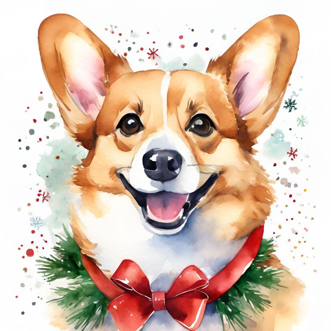Corgi Christmas Digital Download, Cute Corgi Artwork, Corgi Lover ...