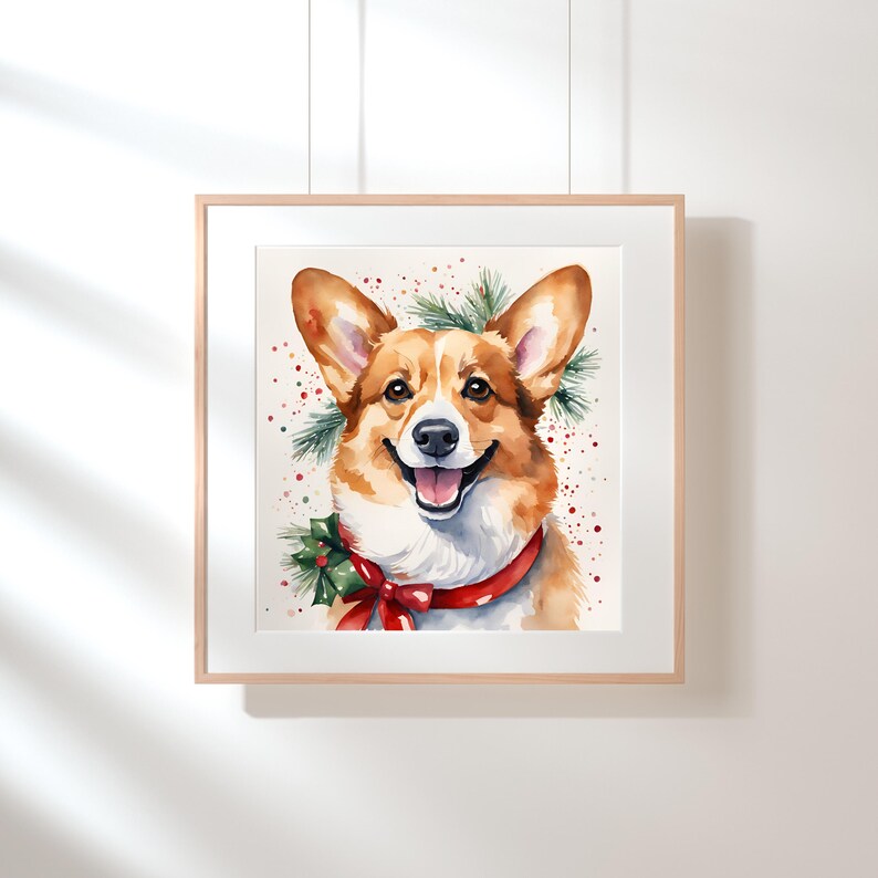 Corgi Christmas Digital Download, Cute Corgi Artwork, Corgi Lover ...