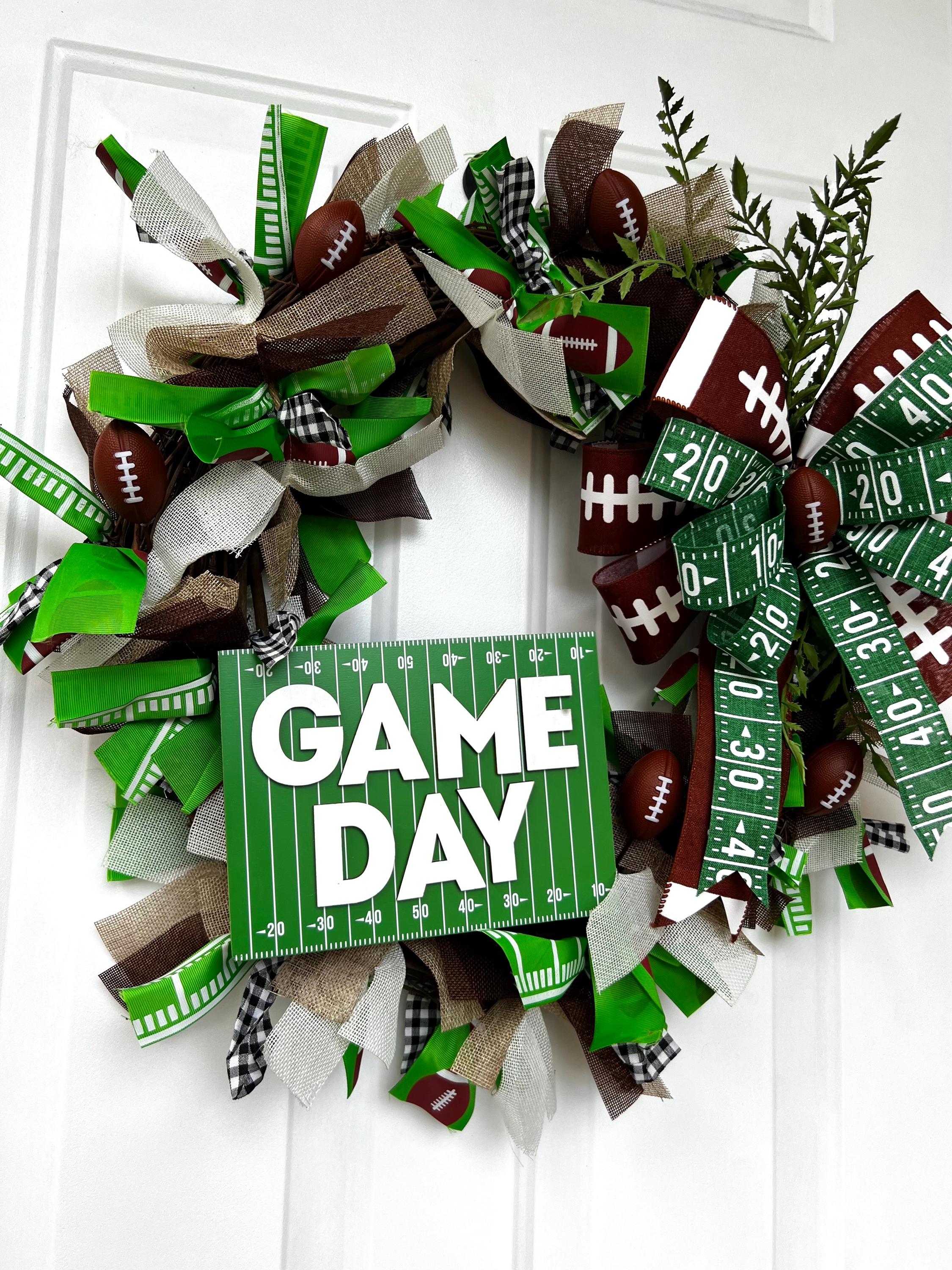 Football Season Grapevine Wreath. Front Door Wreath, Game on Sign ...