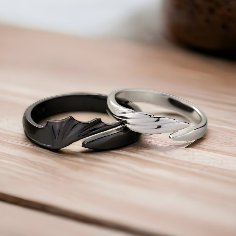 Dragon Wing Anniversary Couple Rings, Couples Ring, Dragon Ring ...