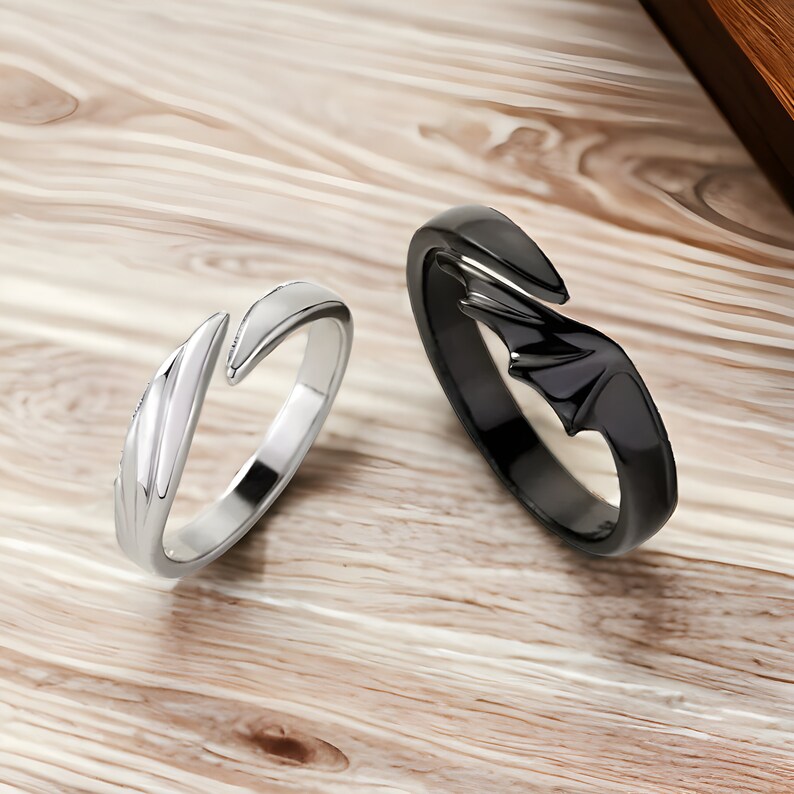 Dragon Wing Anniversary Couple Rings, Couples Ring, Dragon Ring ...