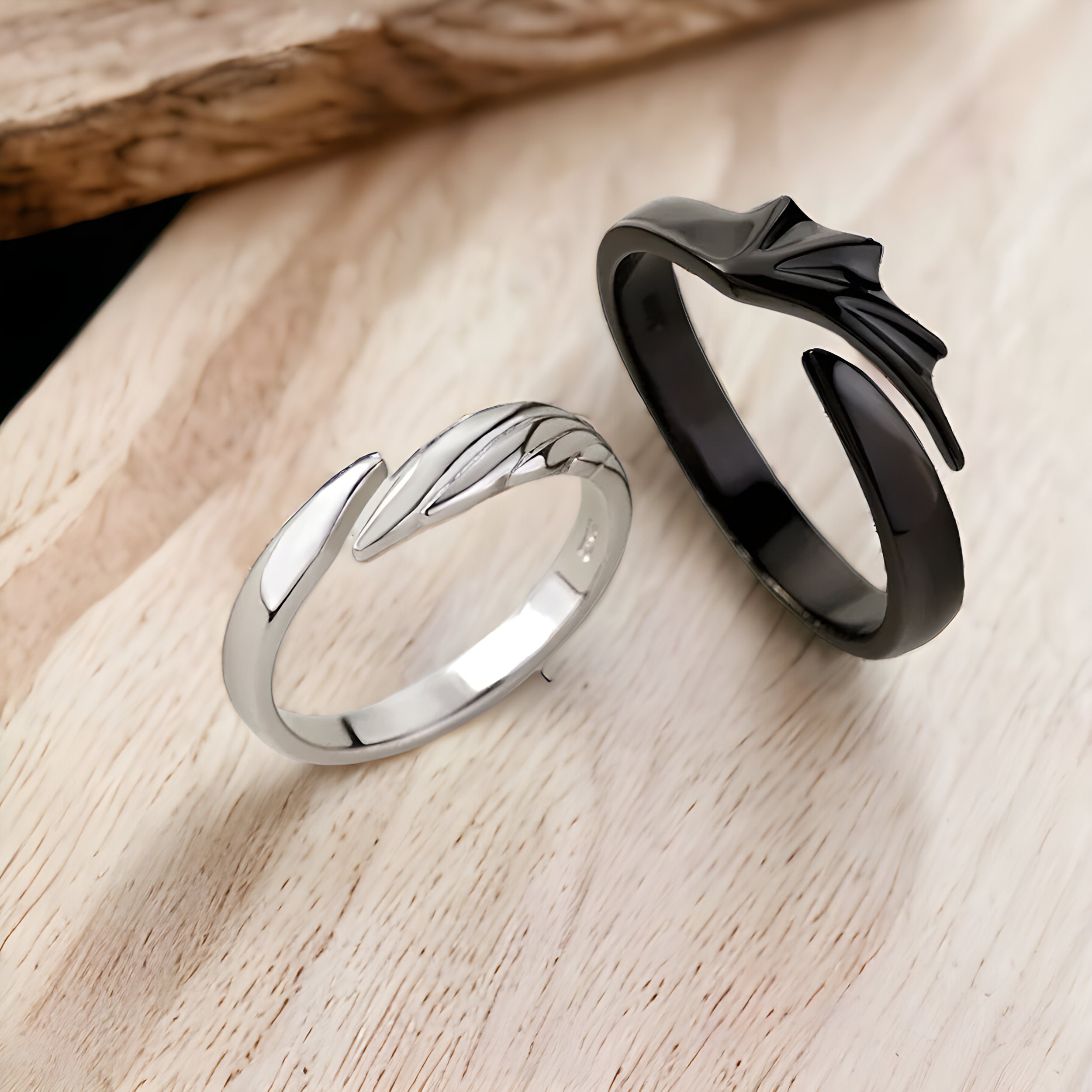 Dragon Wing Anniversary Couple Rings, Couples Ring, Dragon Ring ...
