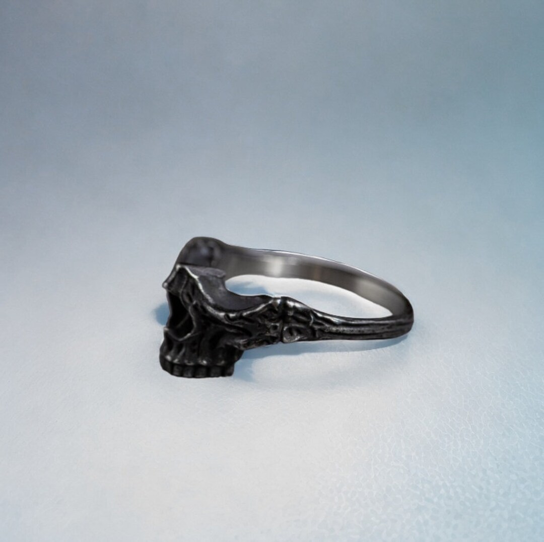 Goth Skull Ring, Goth Half Skull Ring, Ring for Him, Vintage Ring ...