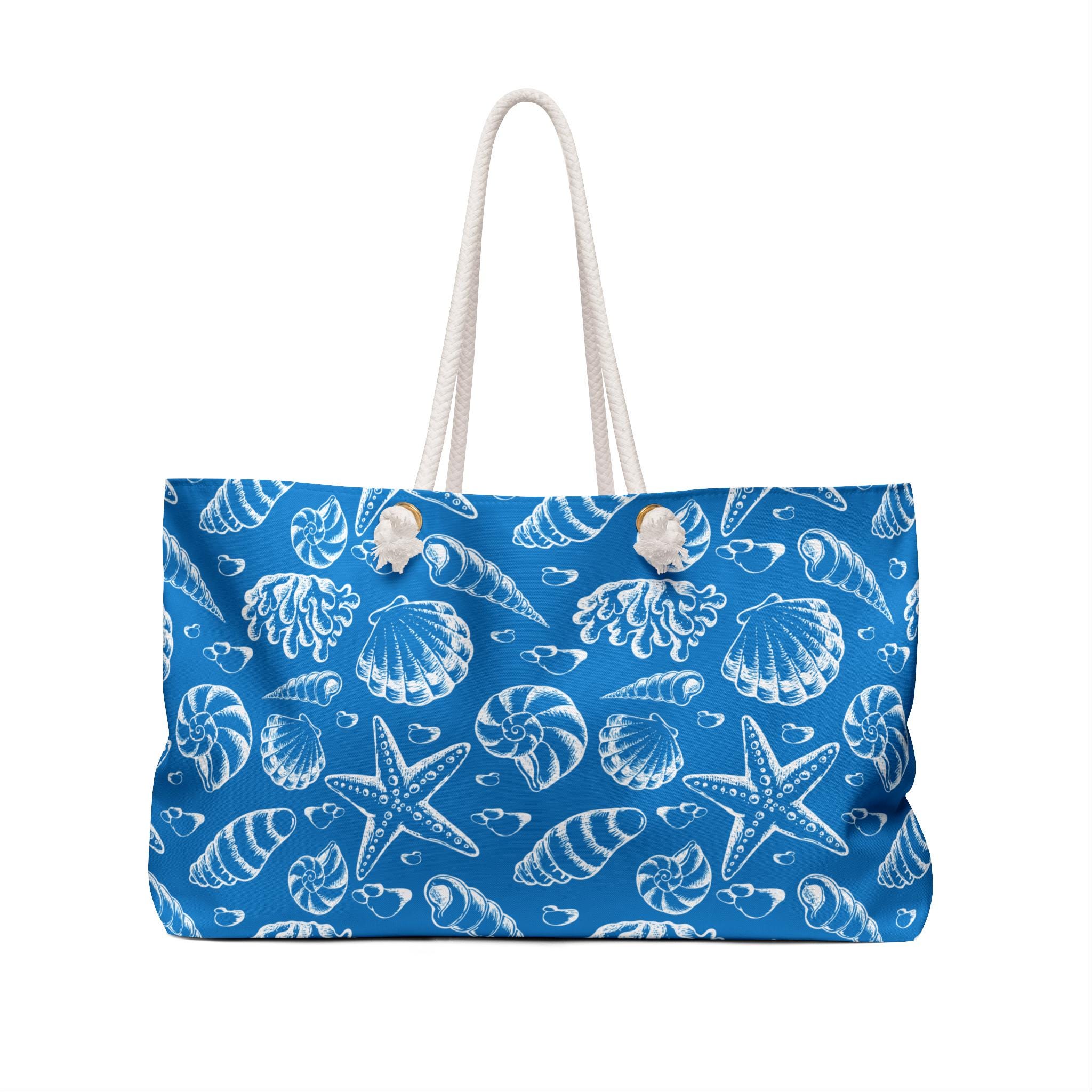 Sea Shell Weekender Bag, Beach Travel Tote, Nautical Overnight Duffel ...