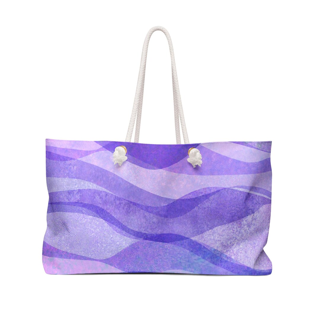 Purple Wavy Graphic Weekender Bag, Travel Duffle Bag, Overnight Tote ...