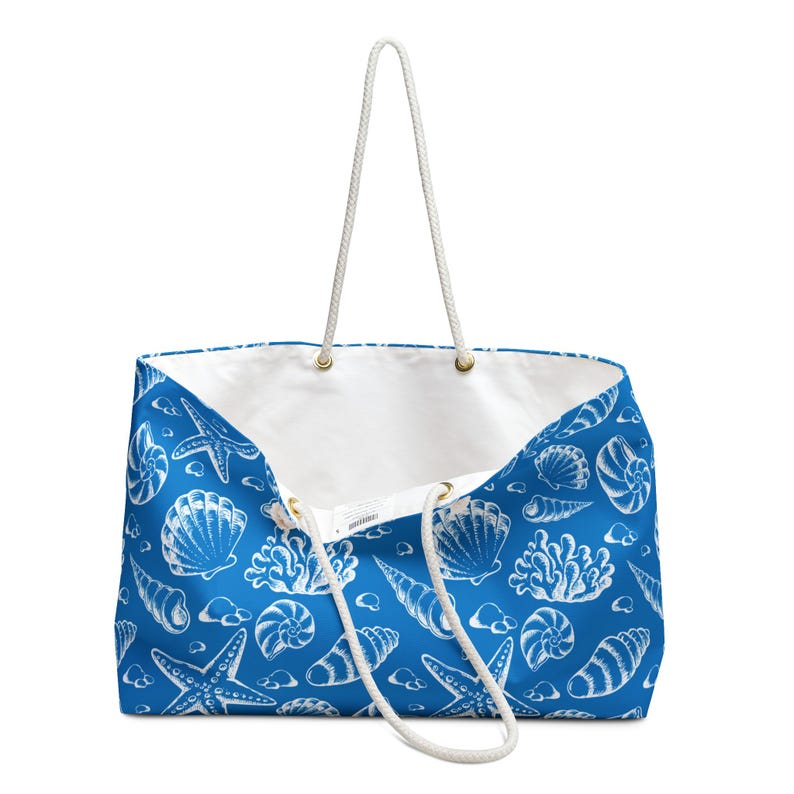 Sea Shell Weekender Bag, Beach Travel Tote, Nautical Overnight Duffel ...
