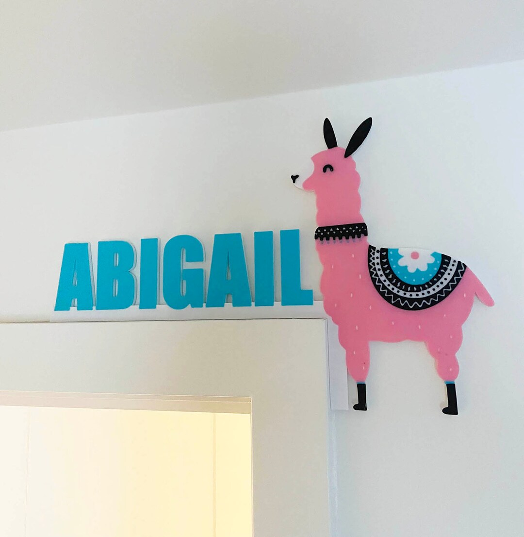 Alpaca Name Corner Door Sign, Kids Wall Name Plaque, Gift Baby ...