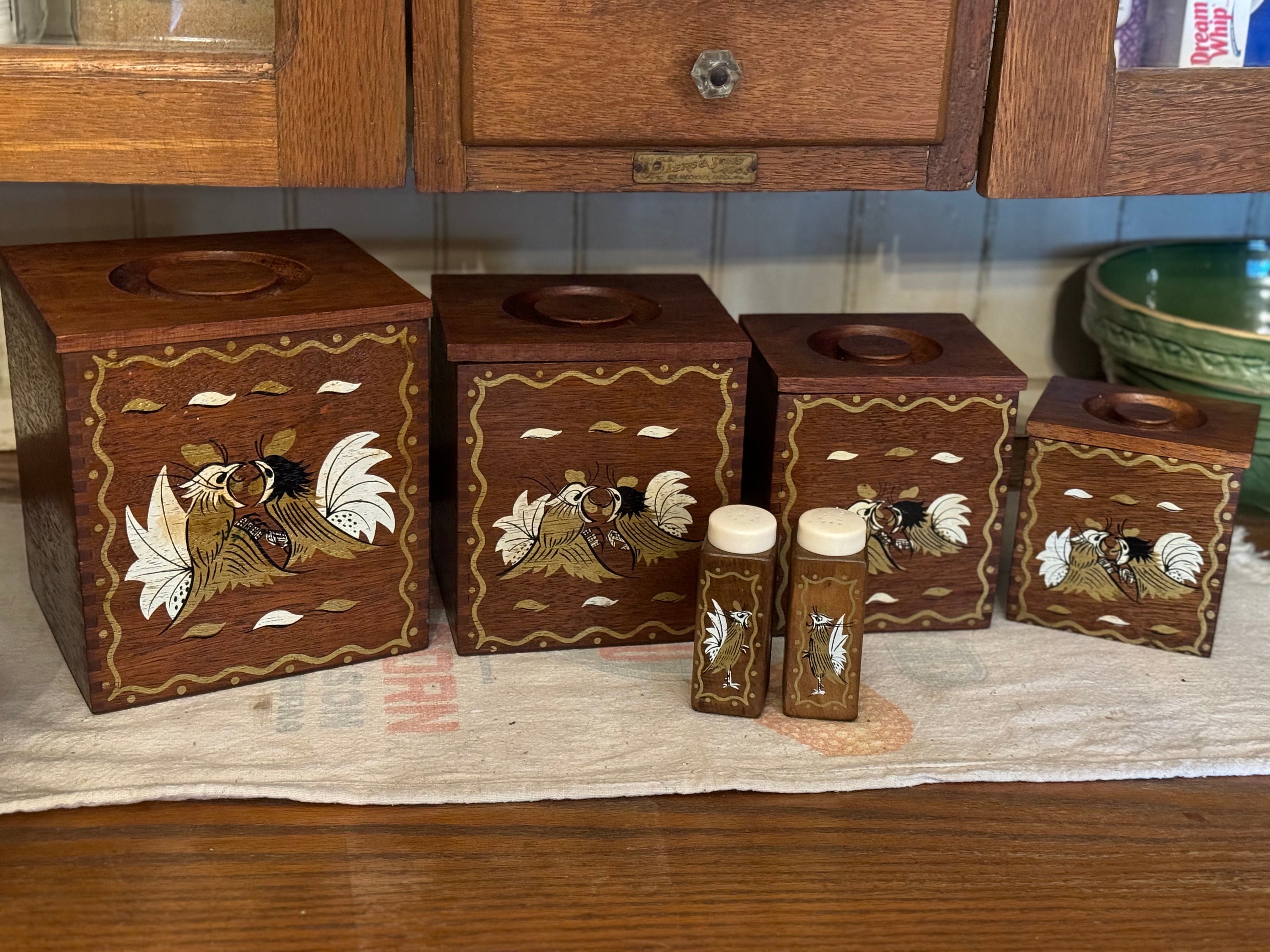 Vintage Rooster Canister Set - Etsy