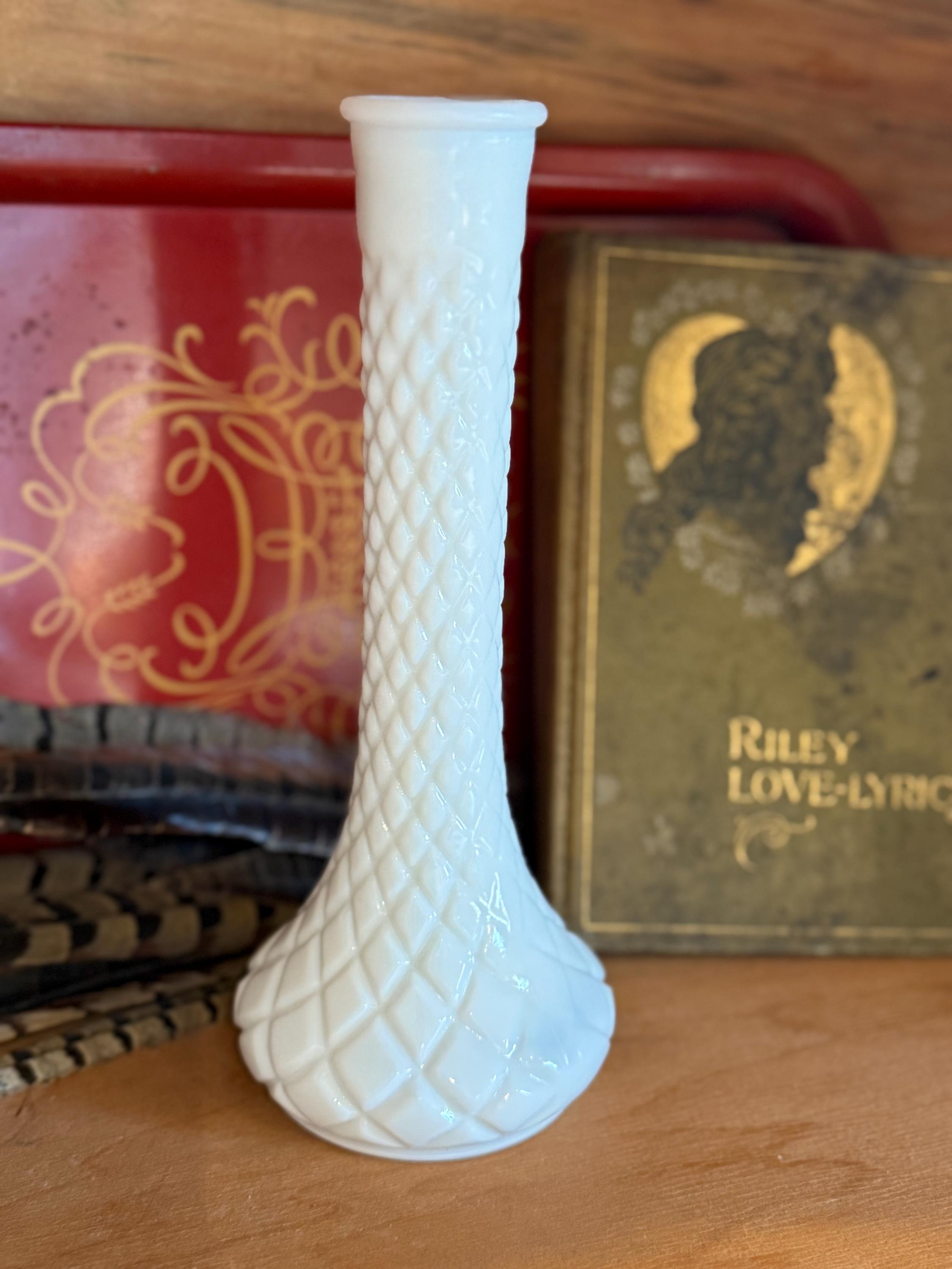 Milk Glass Vase Waffle Pattern - Etsy