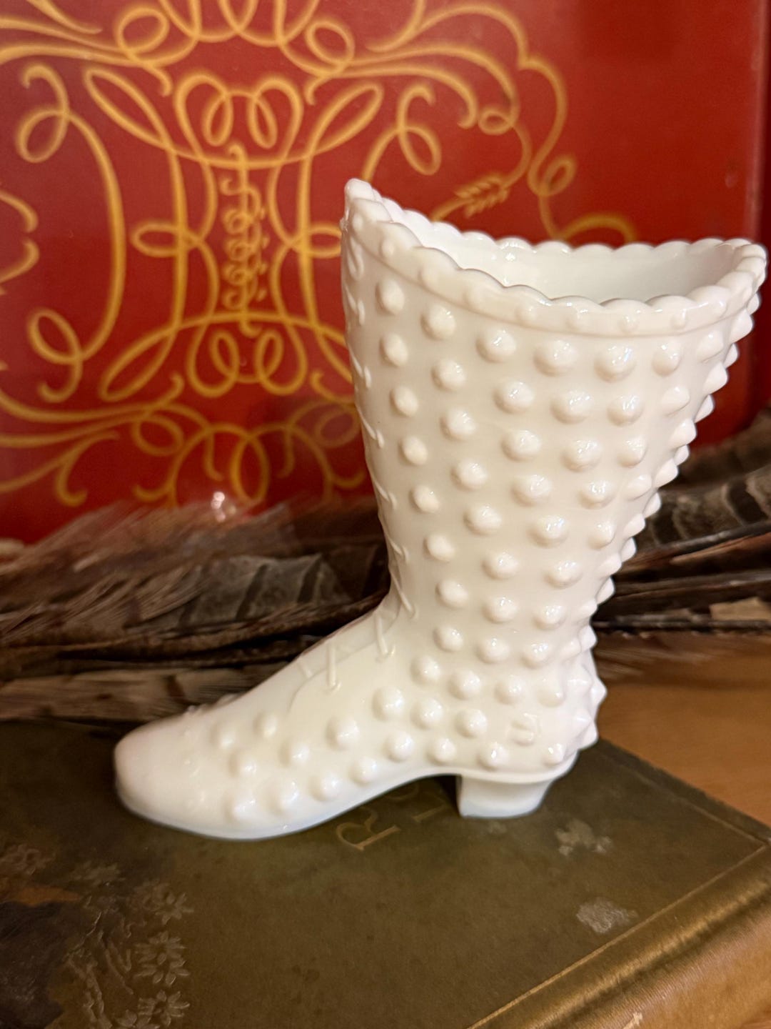 Milk Glass Boot - Etsy