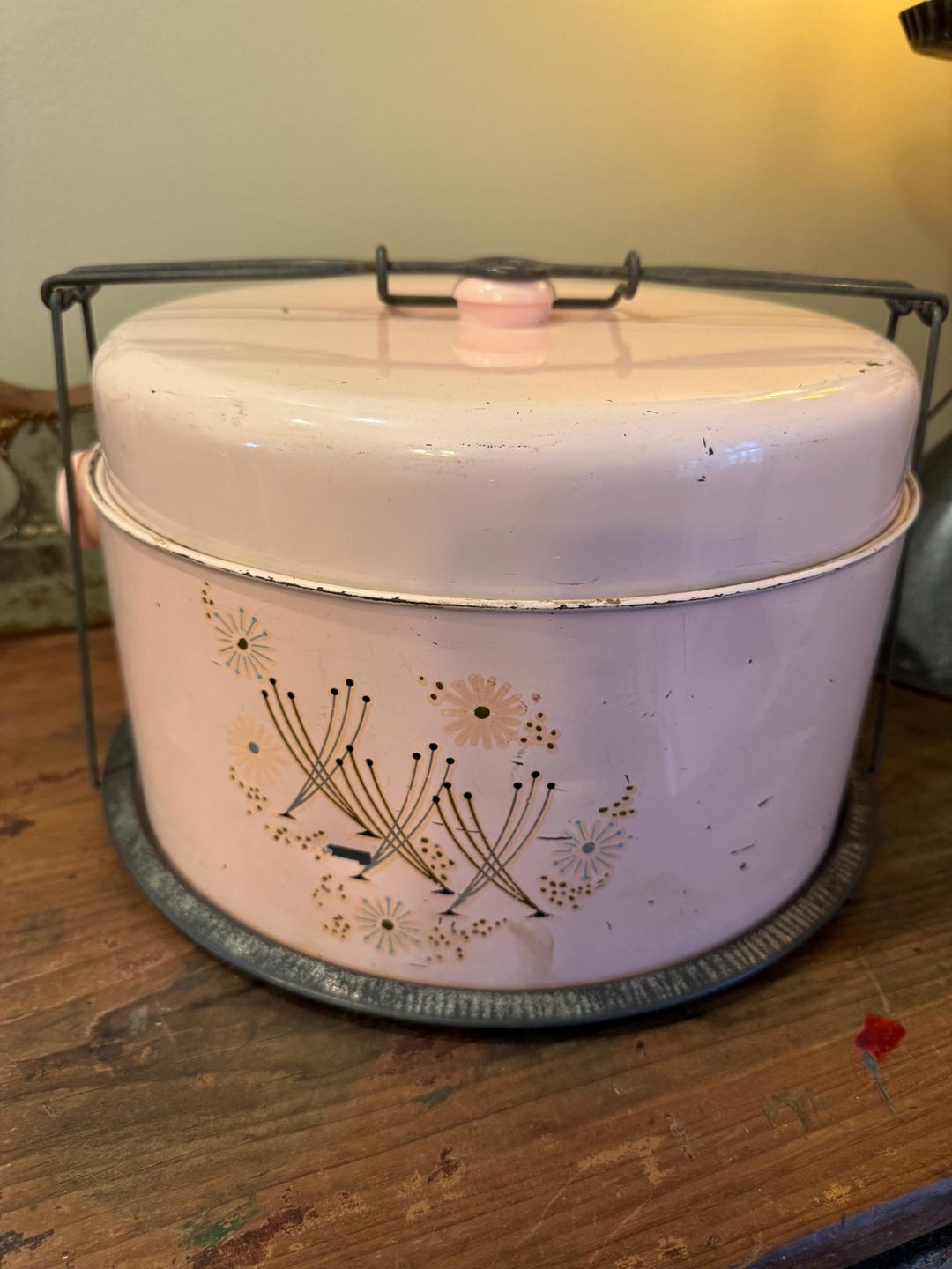 Vintage Tin Pink Cake Carrier - Etsy